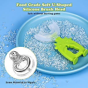 Qinerle 4 PCS U-Shaped Toothbrush Kids, Toddler Toothbrush with Food Grade Soft Silicone Brush Head, Manual Training Tooth Brush, 360° Oral Teeth Cleaning Design for Kids Age 6-12