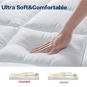 Queen Mattress Topper Pillow Top Extra Thick Cooling Mattress Pad Cover for Back Pain Plush Soft with 8-21 Inch Deep Pocket 3D Snow Down Alternative Fill - White