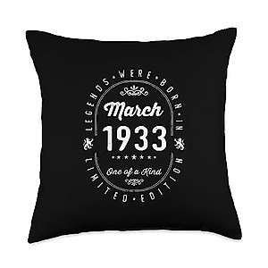 March 1933 - Birthday Unforgettable Legends were Born in March 1933 Birthday Throw Pillow, 18x18, Multicolor