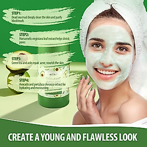 Clay Stick Mask Avocado Dead sea Mud Mask Natural Green Tea Purifying Clay Stick Mask Deep Cleansing Blackhead Remover Clay Mask Nourishing Hydration Facial Mask With Blackhead Remover Extractor Tools