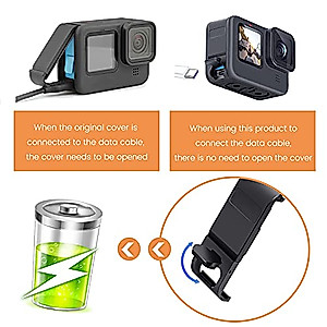 Replacement Side Door for GoPro Hero 11/10/9 Black Aluminum Alloy Removable Battery Cover Protective Type-C Charging Port Adapter Repair Part Camera Accessories (Battery case for Gopro 10)
