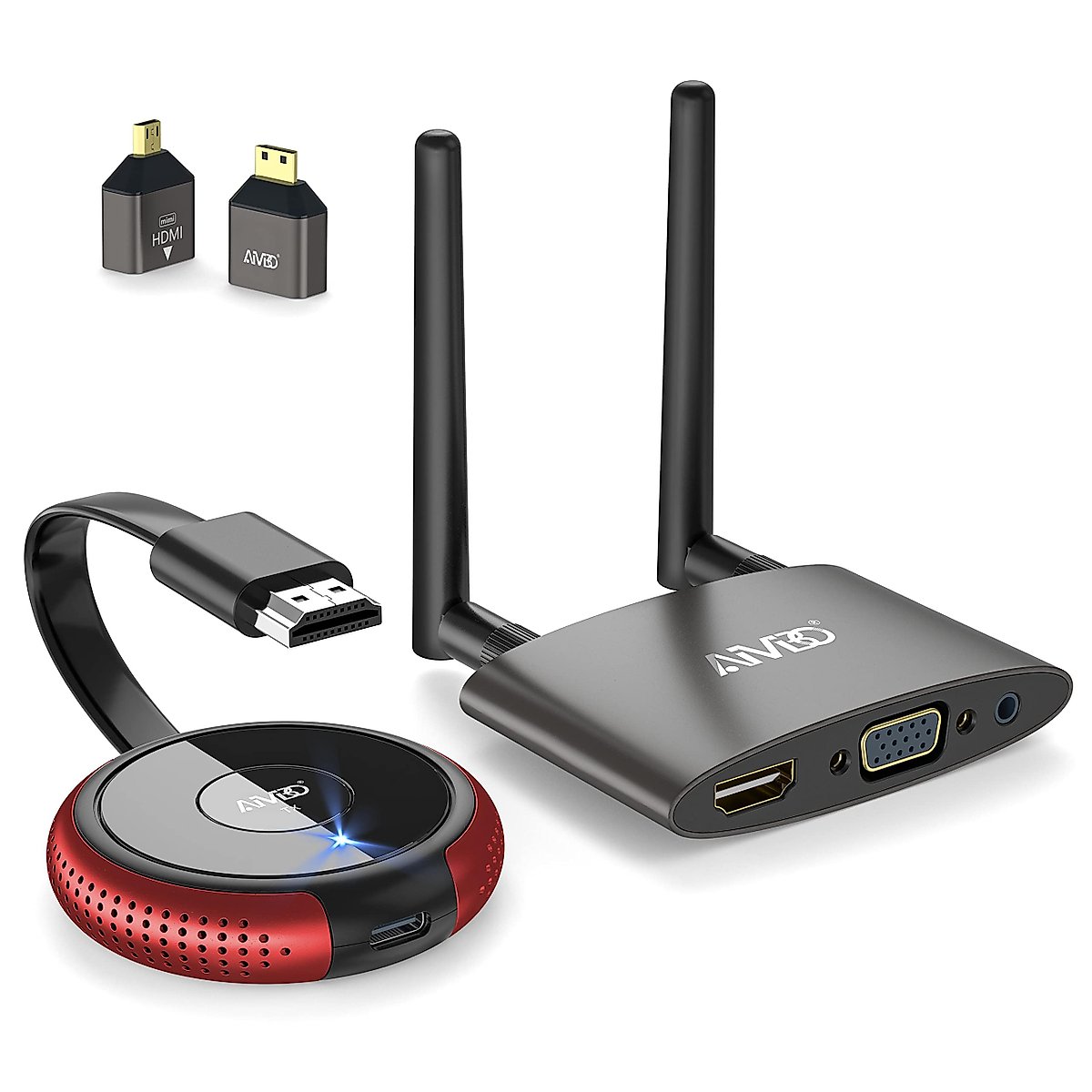 Wireless HDMI Transmitter and Receiver, TIMBOOTECH 5G HDMI Wireless kit 100FT/30M Streaming Video/Audio from PC,Laptop,Phone to TV and Projector,The Projector Adapter for TIKTOK/Neflix/Conferences