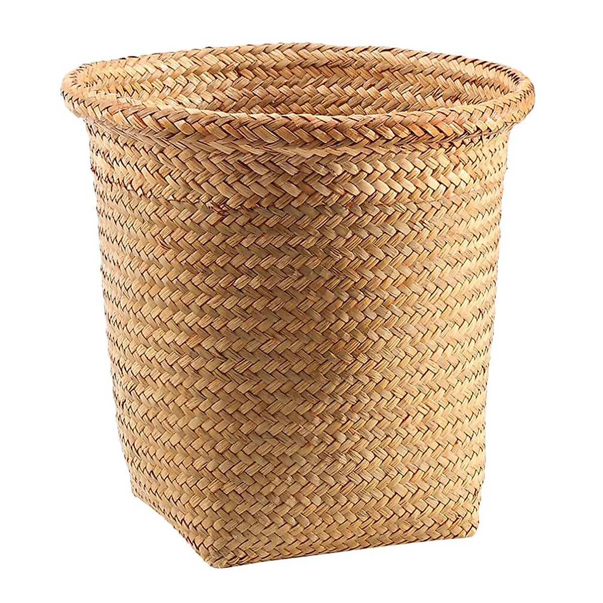 ABOOFAN Wicker Waste Basket Straw Woven Trash Can Rustic Garbage Container Bin Flower Basket for Bathroom Kitchen Home Office M