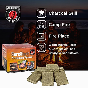 MEECO'S RED DEVIL Surestart® Firelighting Squares Pack of 144 - Quick Lighting for Indoor/Outdoor Fireplaces, Wood Stoves, Pellet Stoves, Campfires, Fire Pits, Smoker Grills, & Pizza Ovens