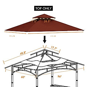 Tanxianzhe Grill Gazebo Replacement Canopy Top Cover 5×8 Double Tiered BBQ Roof ONLY FIT for Gazebo Model L-GG001PST-F (Burgundy)