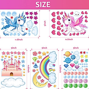 Glow in The Dark Stars Glowing Unicorn Wall Decals Glowing Unicorn Wall Stickers with Stars Moon Castle Rainbow Planet Heart Room Decor for Girls Bedroom Ceiling Baby Nursery Room