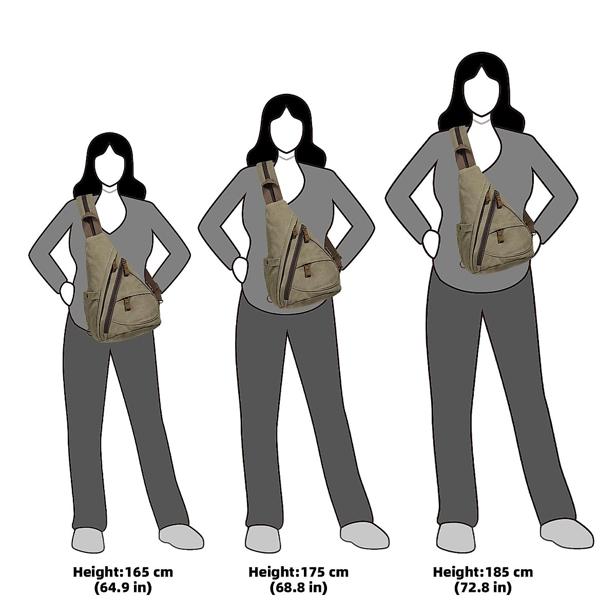 Canvas Sling Bag - Small Crossbody Backpack Shoulder Casual Daypack Rucksack for Men Women Outdoor Cycling Hiking Travel