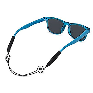 Pilotfish Basics Glasses Strap, No Tail Eyeglass Holder Adjustable Kids Glasses Strap, Anti Slip Sports Glasses Holder Ultra Comfort Sunglasses Eyeglasses Strap for Boys and Girls (Soccer, 12 Inch)