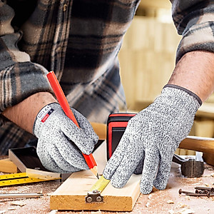 Tesuchan Cut Resistant Gloves - Large, 2 Pairs Ambidextrous, Level 5 Cut Proof Gloves for Kitchen