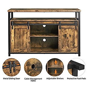 Yaheetech Rustic TV Stand with 2 Storage Cabinets for 55 Inch TV, Entertainment Center with Sliding Barn Doors & Height Adjustable Shelves, TV Console for Living Room