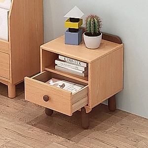 Bedside End Table Solid Wood Bedside Table Creative Modern Minimalist Nightstand Cute Bedside Table Bedside Storage Cabinet with Drawer Bedroom