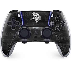 Skinit Gaming Decal Skin Compatible with PS5 DualSense Edge Pro Controller - Officially Licensed NFL Minnesota Vikings Black & White Design
