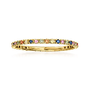 Ross-Simons RS Pure 0.42 ct. t.w. Multicolored Sapphire Eternity Band in 14kt Yellow Gold. Size 6