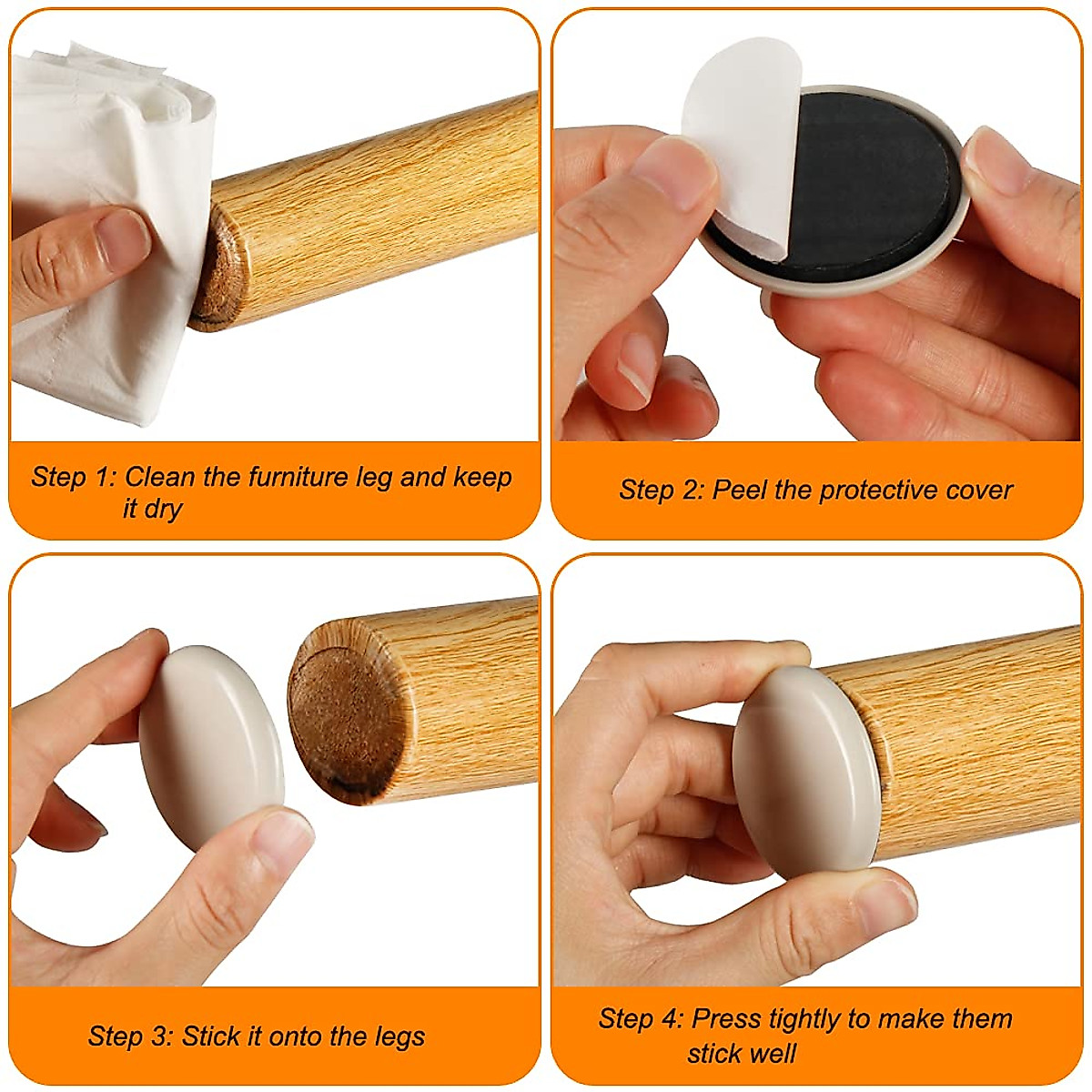 Furniture Sliders, 12pcs Furniture Movers 2 Inch Moving Pads Self Adhesive Gliders for Carpet and Hardwood Floors(Beige)