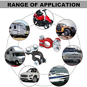 EACCESSORIES EA Universal Negative (-) & Positive (+) Battery Cable Terminal Top Post Connectors Clamps (Durable&Adjustable Quick Release Assortment Set Kit) for Car Truck Van Boat Yacht RV Automotive