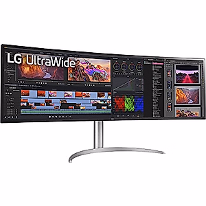 LG 49WQ95C-W 49 Inch 32:9 Curved UltraWide DQHD (5120 x 1440) Nano IPS Monitor, NVIDIA G-SYNC Compatible & AMD FreeSync Premium Pro, HDMI 2.1 & USB Type-C (90W PD), Tilt/Height/Swivel Adjustable