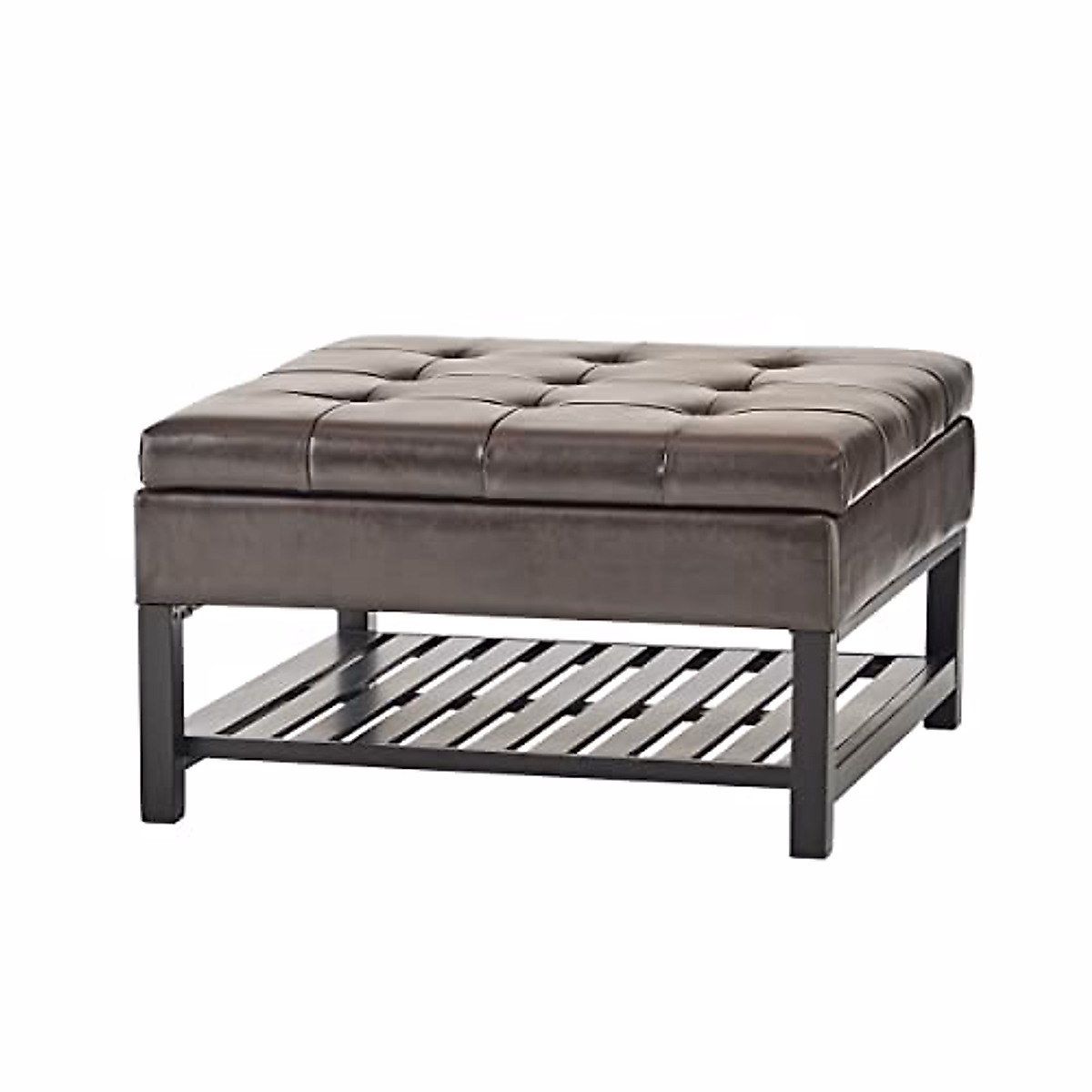 Christopher Knight Home Miriam Ottoman with Storage and Bottom Rack, Brown