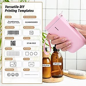 Uprinit Label Maker Machine with Tape, D11 Mini Label Printer Portable Bluetooth Sticker Maker Machine for Home Office Use with Multiple Printing Templates and USB Charger Cable | Pink