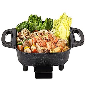 Aoran Small Skillet Electric Non-Stick Square,8 Inch Electric Frying Pan With Tempered Glass Vented Lid,Mini Personal Electric Skillet Indoor，Black,1000 Watts