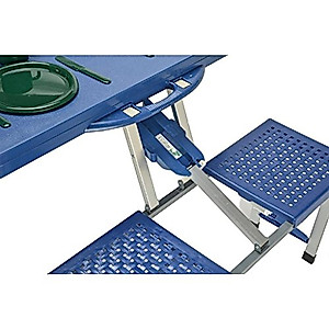 Trademark Innovations Portable Folding Picnic Table with 4 Seats, Blue