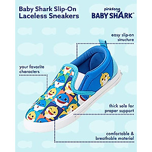 Nickelodeon Baby Boys' Baby Shark Shoes - Laceless Slip-On Sneakers (Toddler: 5-10), Size 5 Toddler, Baby Shark