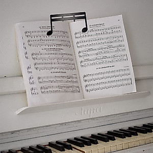 Metal Music Book Clip, Music Stand Clips Sheet Music Clips for Outdoor Playing, Note Paper, Books Piano, Guitar, Violin, Keyboard (Black)