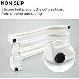 carrotez Index Plastic Cutting Board Holder, Cutting Board Organizer Stand Holder, Cutting Board Organizer Rack Storage, Baking Sheet, Bakeware, Cookie Sheet Organizer 0.6 Inch Width Slots - White