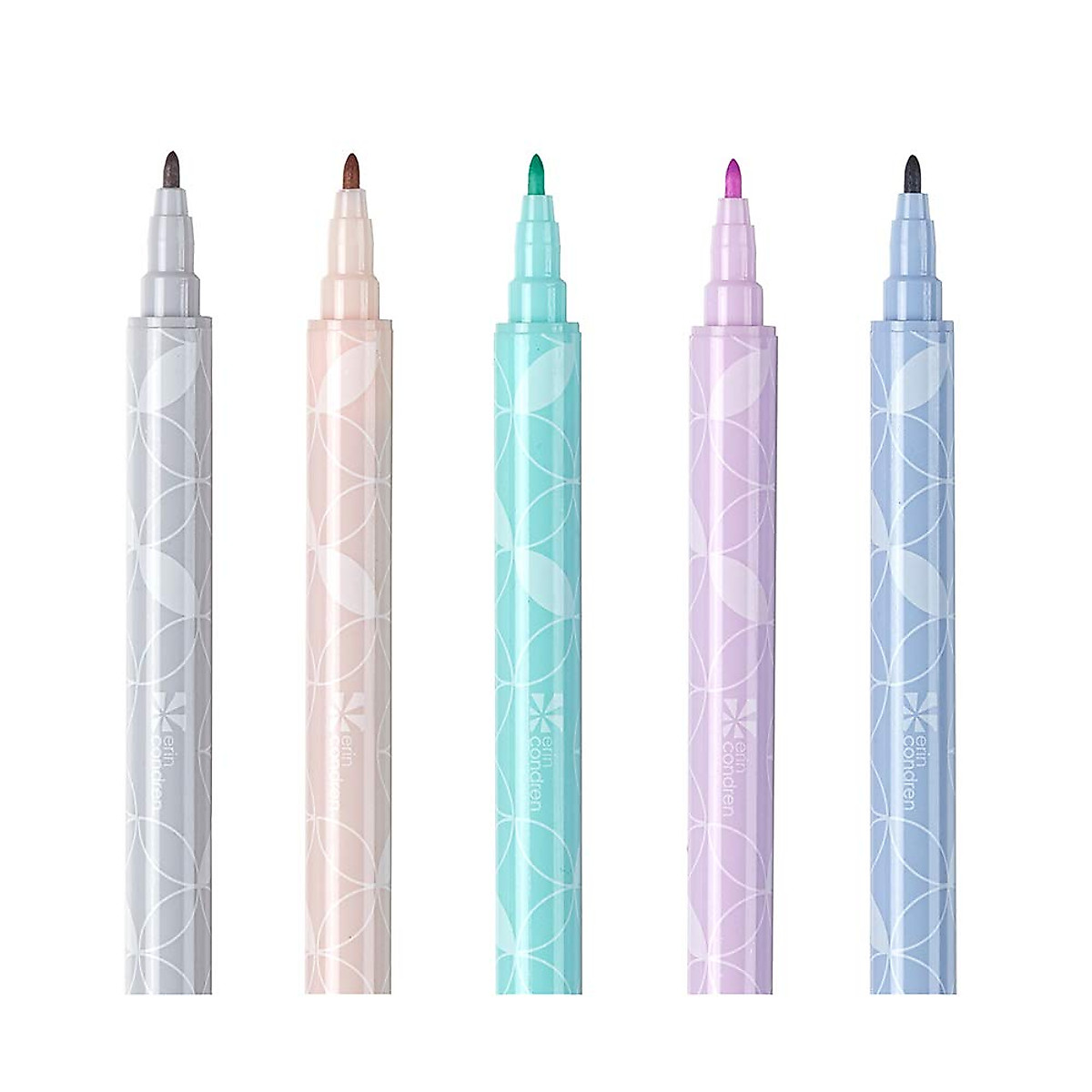 Erin Condren Designer Desk Accessories - Pastel Dual-Tip Highlighters 5-Pack. Set of 5 Pastel Dual-Tip Highlighters: Includes Blush, Orchid, Pool, Monaco and Grey Colors