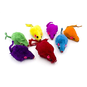 AXEL PETS 20 Colorful Rainbow V2.0 Mice with Catnip and Rattle Sound Made of Real Rabbit Fur Interactive Catch Play Mouse Toy for Feline Cat, Pack of 20 Mice