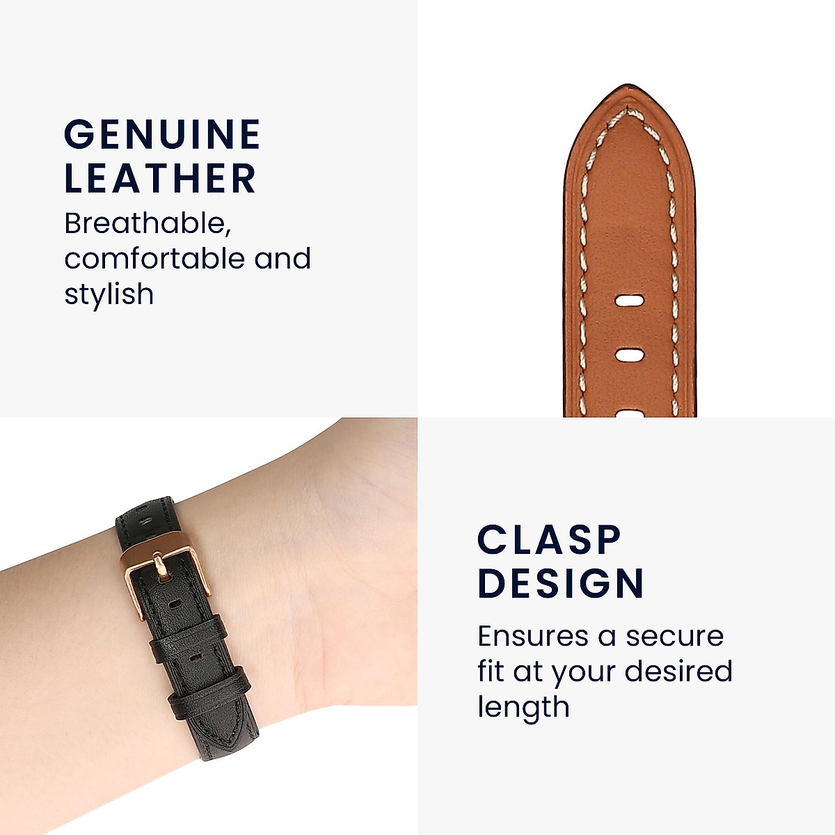 kwmobile Real Leather Watch Strap Compatible with Huawei Watch Fit Mini - Fitness Tracker Replacement Sports Wristband with Clasp