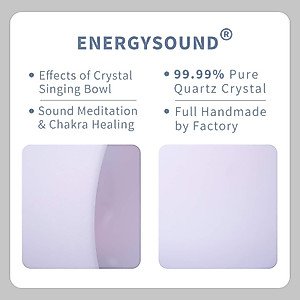 ENERGYSOUND E Note Solar Plexus Chakra Frosted Quartz Crystal Singing Bowl 8 inch mallet and o-ring included