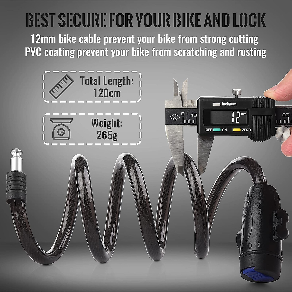 Bike Lock, [4ft/1.2m] Diyife Bike Locks Cable, Outdoor Anti-Theft Bicycle Lock with 2 Keys, Weatherproof Heavy Duty Bicycle Lock with Mounting Bracket Fits Bike, Motorcycle, Scooter