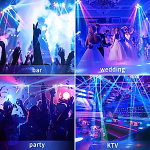 U`King Spider Moving Head Light 8x10W LEDs Beam DJ Lights RGBW Sound Activated and DMX-512 Control for Party Pub Festival Disco Show Wedding Event Stage Lighting - 2 Packs