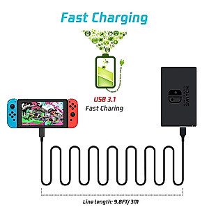 9.8FT USB C Charging Cable for Nintendo Switch & OLED model, Fast Charging USB Type A to USB C Cable by RHPTALL Compatible with Samsung Galaxy S20 S20+ / Note20, Google Pixel 5 and Other USB C Charger