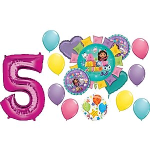 Gabby's 5th Birthday Party Supplies Dollhouse and Cats Balloon Bouquet Decorations