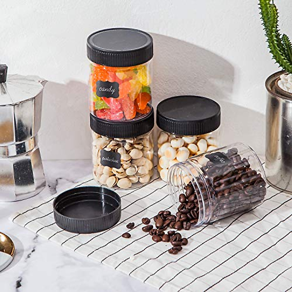 8oz Plastic Jars With Lids, Accguan Airtight Container for Food Storage, Clear Plastic Jars Ideal For Dry Food, Peanut Butter, Honey and Jam Storage, Set of 20