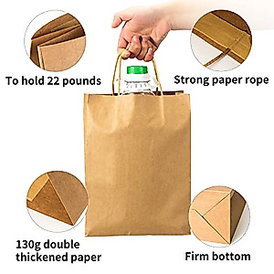 Brown Paper Bags with Handles Bulk, 100Pcs, 8x4.5x10.8Inches, Gift Bags, Brown Kraft Paper Bags, Gift Bags Bulk, Retail Bags, Party Bags, Shopping Bags, Favor Bags