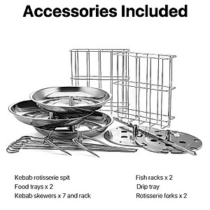 Flexzion Vertical Rotisserie Oven Grill - Countertop Shawarma Machine Kebab Electric Cooker Rotating Oven, Stainless Steel Roaster w/Bake Ware Kebob Skewers Stain Resistant Rotisserie Machine