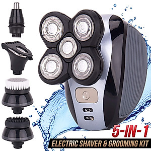 Head Shavers for Bald Men, Professional Head Shaver 5 in 1 Grooming Kit for a Perfect Bald Look, 4D Floating 5 Head Waterproof Cordless and Rechargeable