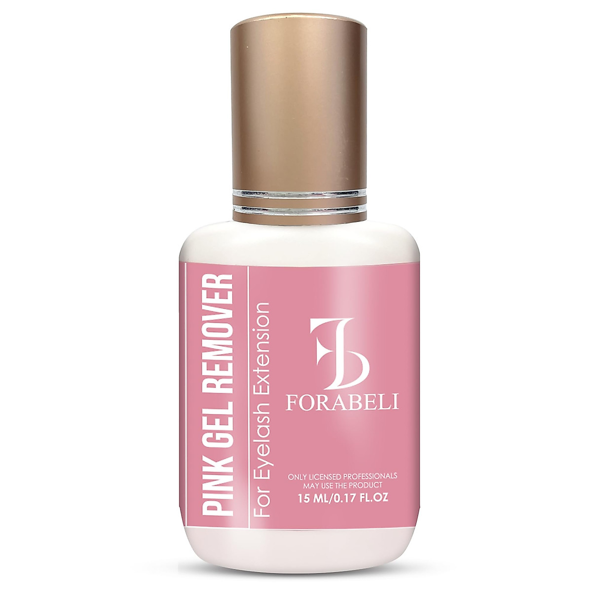 Forabeli Pink Gel Lash Remover for Eyelash Extensions, 15ml, Safe and Gentle Formula, Easy to Apply, Versatile and Efficient