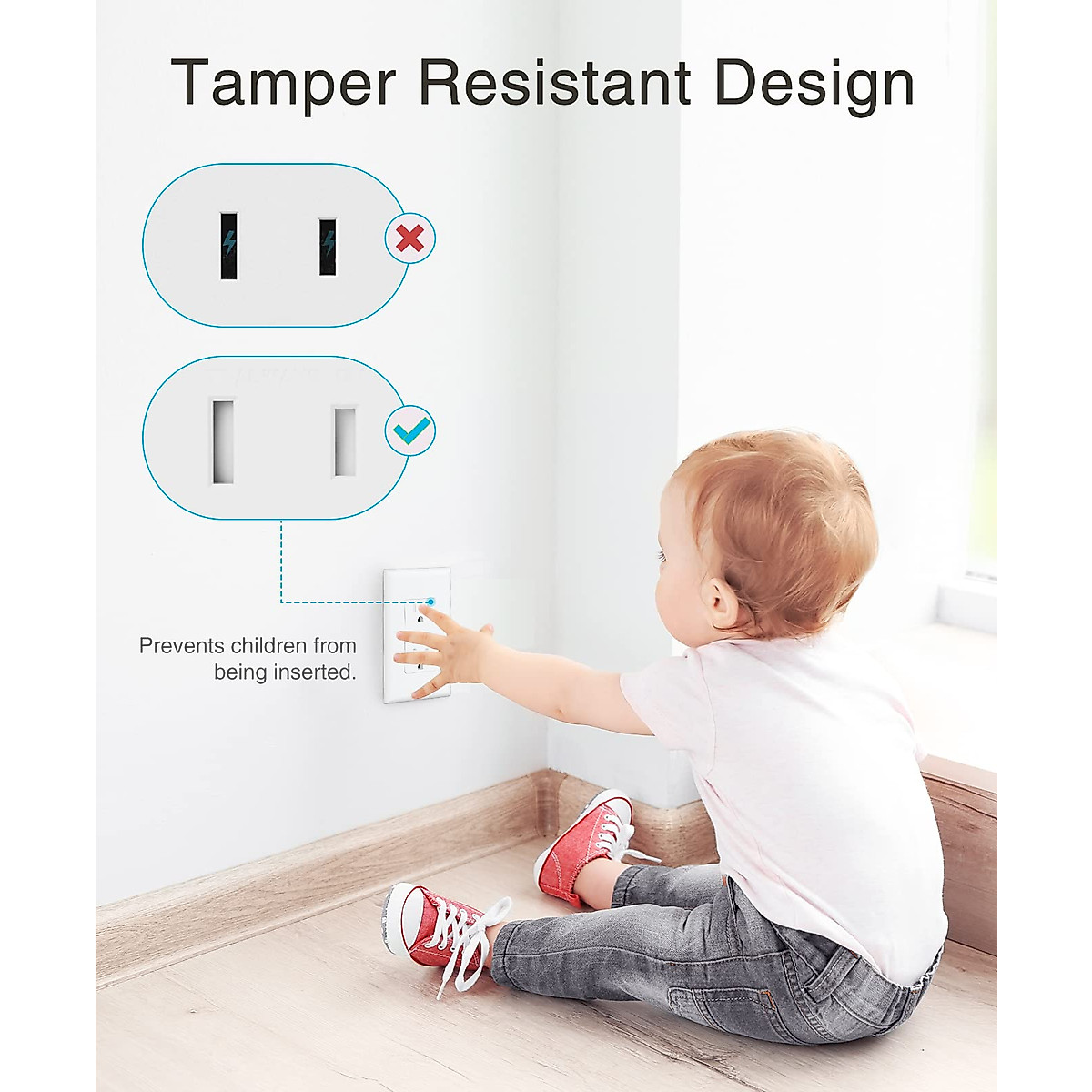 GHome Smart in-Wall Outlet, Home Wi-Fi Outlet Works with Alexa Google Assistant, Energy Monitor, APP Control, FCC Certified, Surge Protection Tamper-Resistant Wall Receptacle, 2.4GHz Wi-Fi Only, 15A