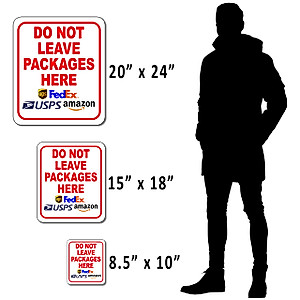 Do NOT Leave Packages Here Delivery Sign for Delivery Driver - Delivery Instructions for My Packages from Amazon, FedEx, USPS, UPS - Indoor Outdoor Delivery Signs for Home, Office, Work - 8.5" x 10"