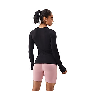 ANNVA U.S.A. Long Sleeve Workout Shirts for Women Swiftly Tech,Athletic Yoga Tops Gym Workout Tops Soft & Stretchy Slim Fit(Black,M)
