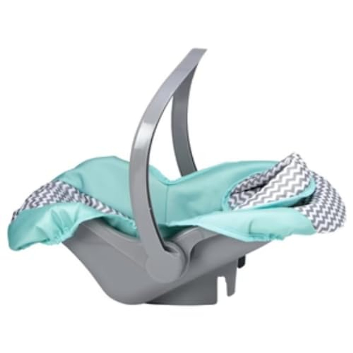 Adora Baby Doll Car Seat Carrier with Removable Seat Cover - Machine Washable, Fits Most Dolls & Plush Animals Up To 20”, Birthday Gift For Children Ages 2+ - Zig Zag Green Mint (Grey Handle)