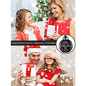 Pangda Christmas Inspirational Gift to My Daughter Never Forget That I Love You Steel Pocket Watch, Personalized Birthday Graduation Party Gift from Mom Dad to Daughter
