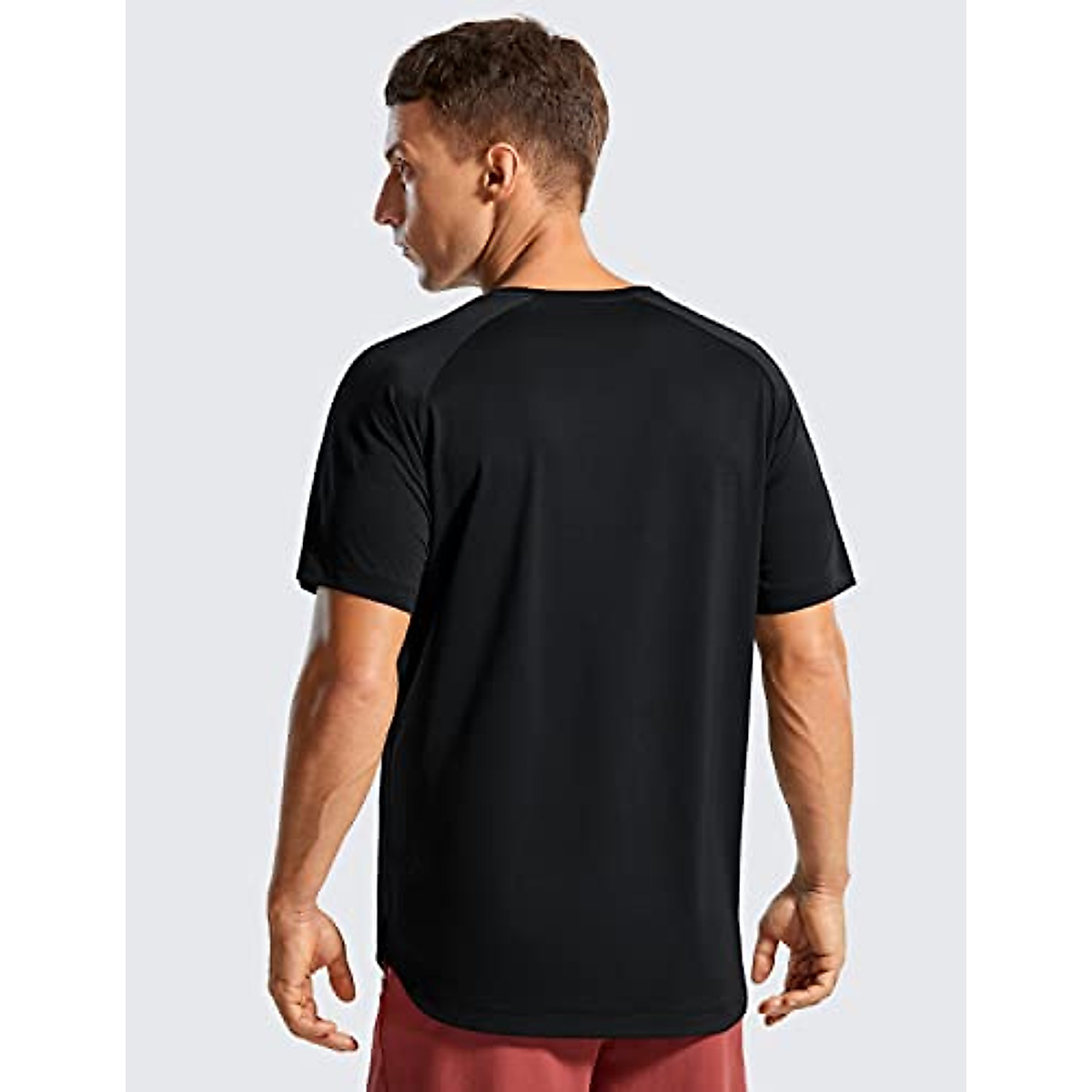 CRZ YOGA Men's Lightweight Short Sleeve T-Shirt Quick Dry Workout Running Athletic Tee Shirt Tops Black Large