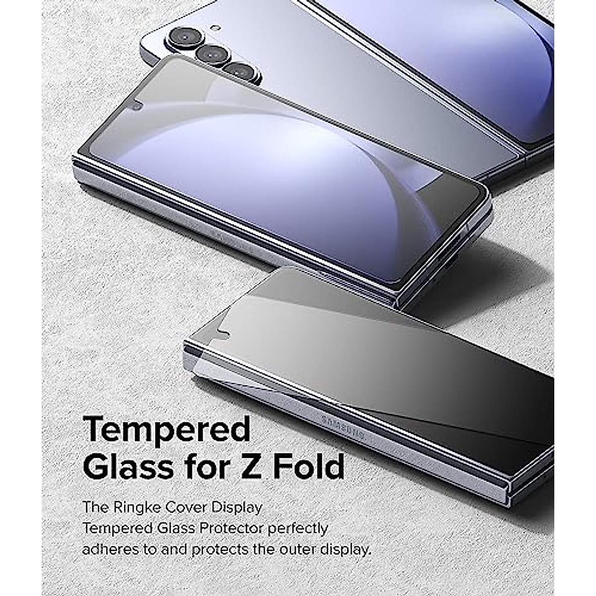 Ringke Cover Display Glass [Shatterproof Coverage] Compatible with Samsung Galaxy Z Fold 5 Screen Protector for Exterior Cover Display, Tempered Glass Screen Protector