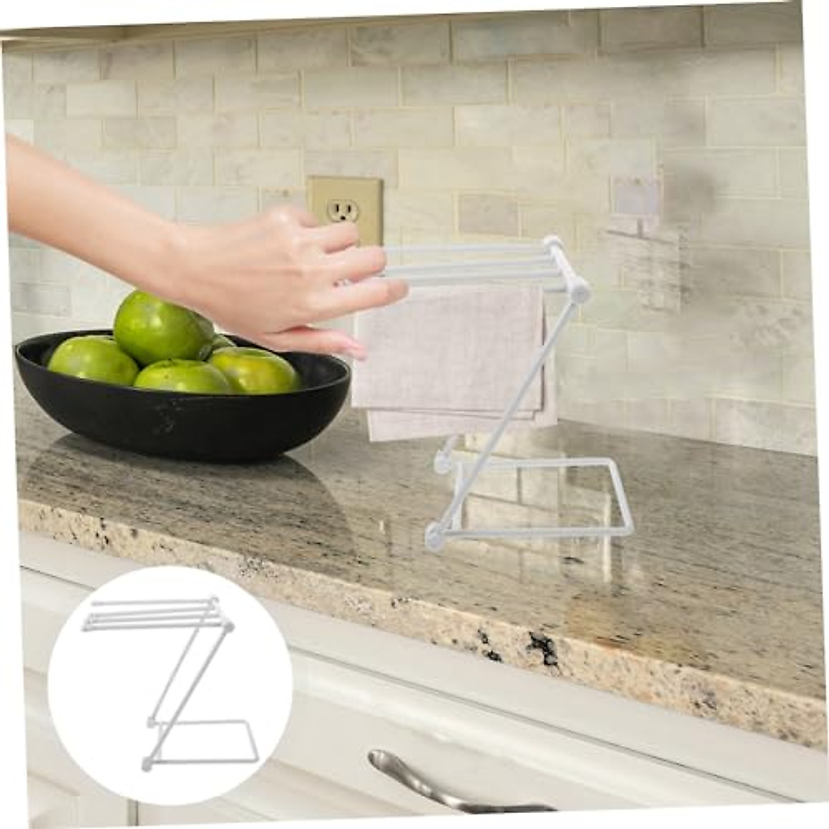 WOONEKY Storage Rack Cloth Rack Cloths Rack Cup Holder Foldable Cloth Holder Kitchen Countertop Rack Towel Rack Light Grey