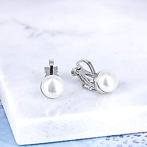 YOQUCOL 8mm Simulated Freshwater Pearl Clip On Earrings Not Pierced Elegant Stud Jewelry For Women