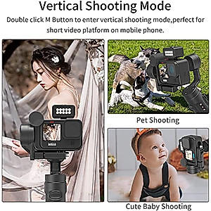 INKEE Falcon Plus Action Camera Gimbal Stabilizer Compatible with GoPro Hero 12/11/10/9/8/7/6/5, OSMO Action,Insta360,Support GoPro Media Mod 9H Battery Life, with Tripod and Extension Rod Kits